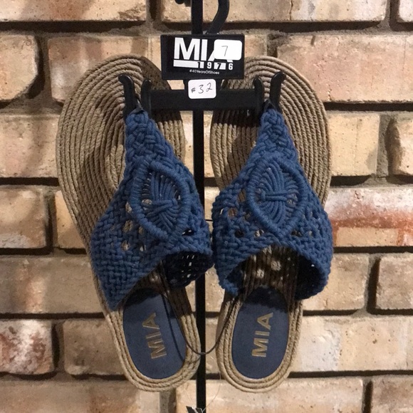 MIA | Shoes | Mia Denim Blue Macrame Sandals | Poshmark